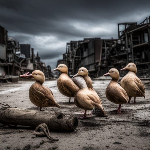 marching ducks Post apocalyptic wonderland - AI Generated Artwork ...