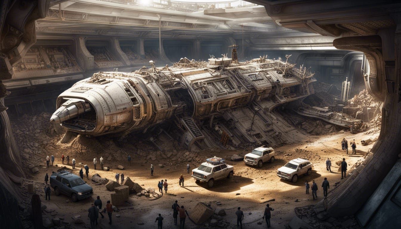 Discovery Ancient starship at Archaeological site - AI Generated ...