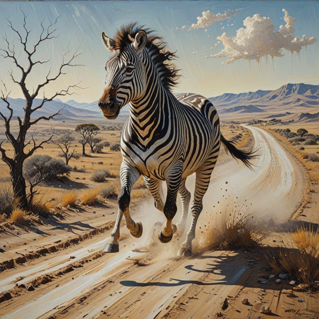 a zebra chasing a lion - Zebra in a Surreal Chase Through a ...