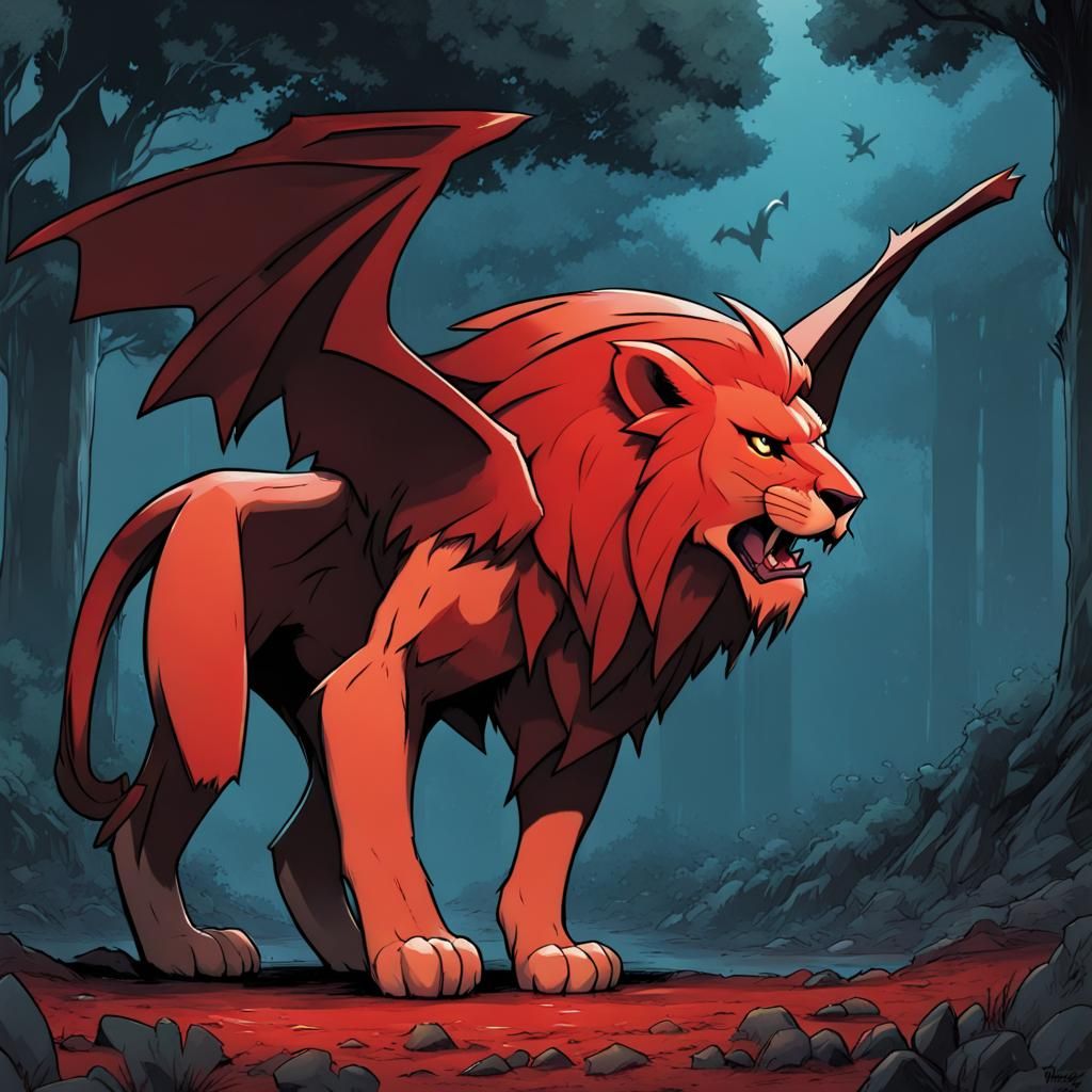 Lion with Bat Wings - AI Generated Artwork - NightCafe Creator