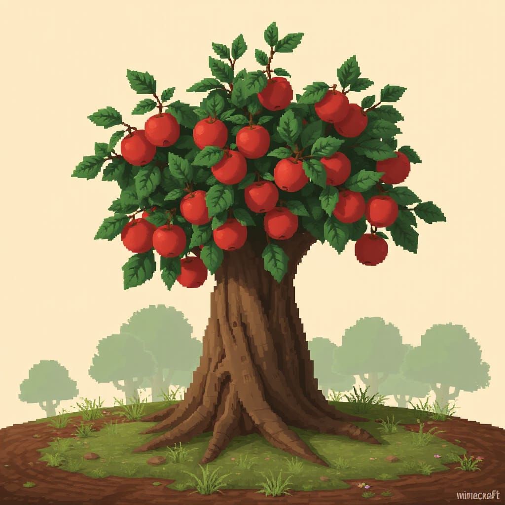 Simple Pixel Art Apple Tree - Simple Pixel Art Apple Tree