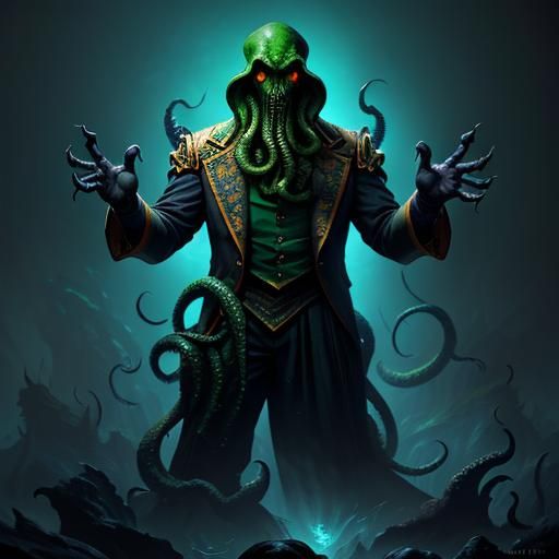 Cthulhu jazz-hands held up above shoulders | detailed matte painting ...