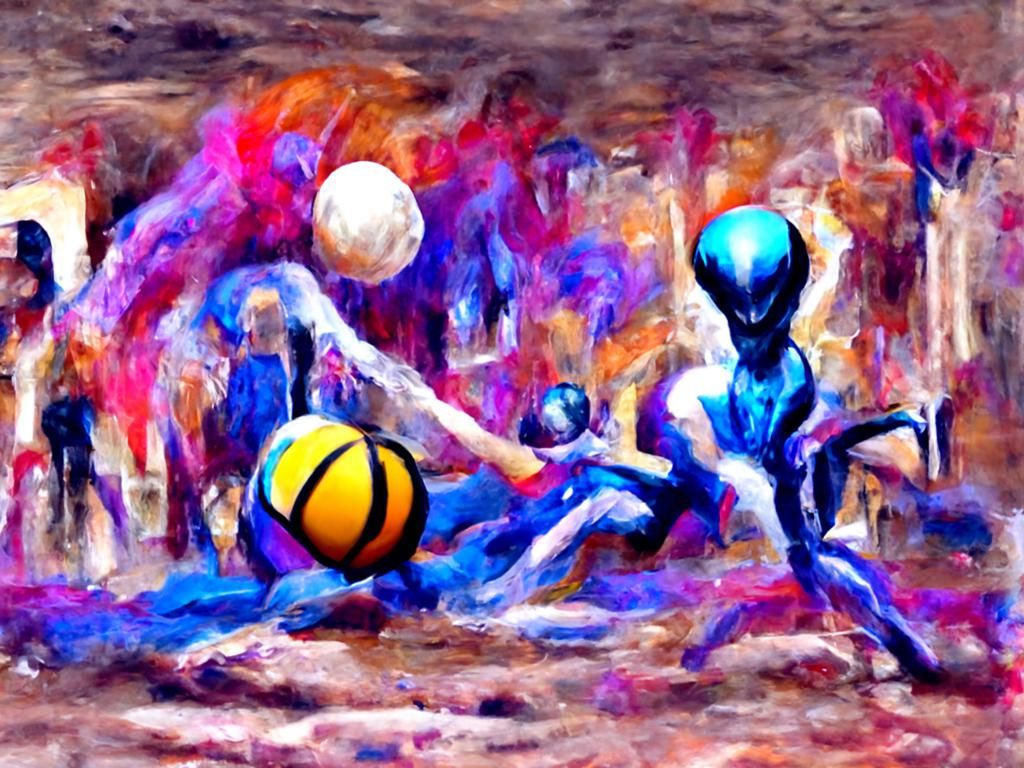 Aliens playing volleyball. - AI Generated Artwork - NightCafe Creator