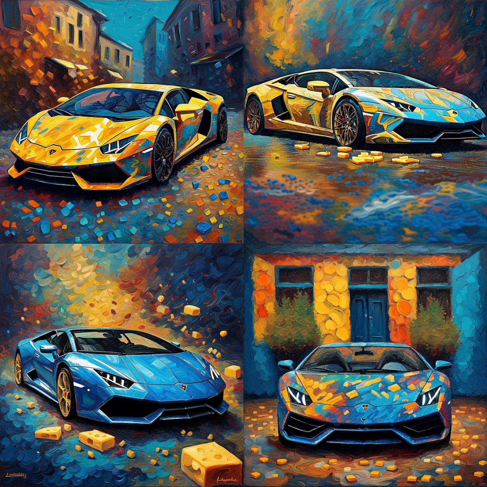 Lamborghini Made of Cheese Blue - AI Generated Artwork - NightCafe Creator