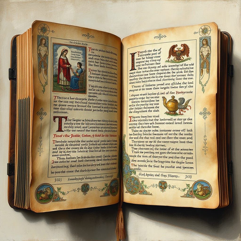 the intricate details illustrations and writtings of an open antique ...