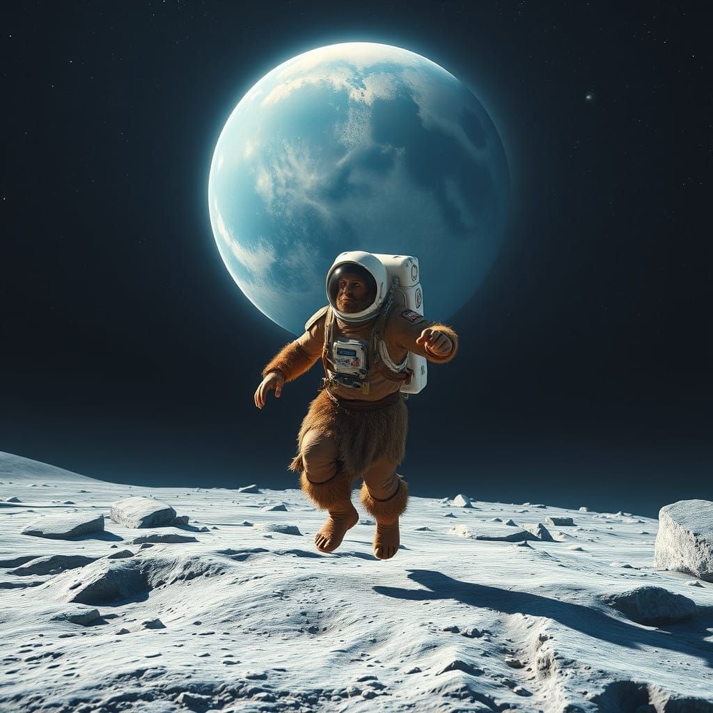 Caveman on the moon - Caveman Embarks on Lunar Odyssey in Co...