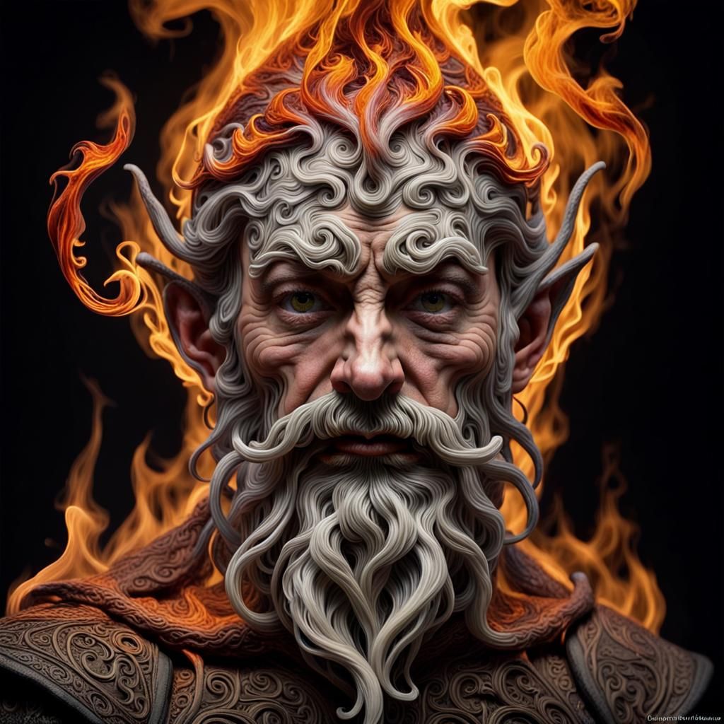 epic eerie elf made of flames by Doug Chinnery. Wizard of fire ...