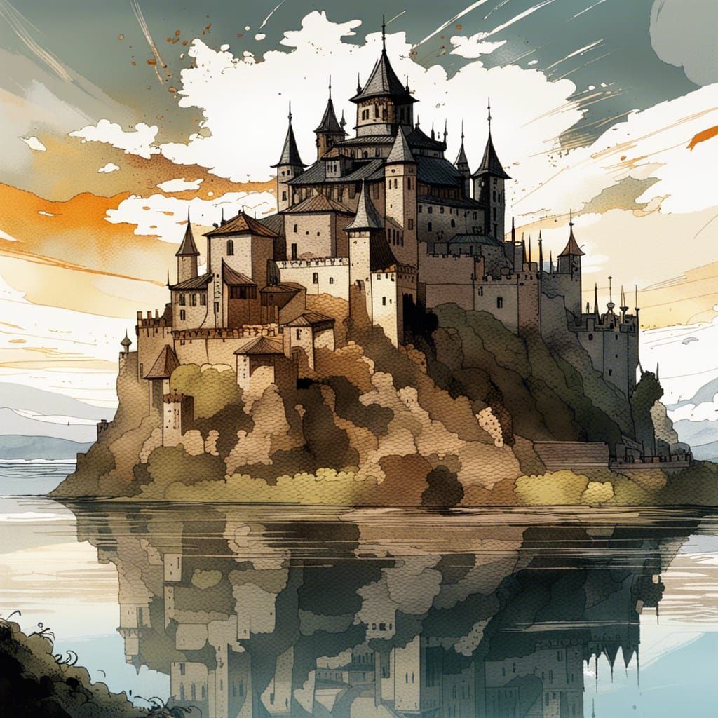 Castle on a Lake - AI Generated Artwork - NightCafe Creator