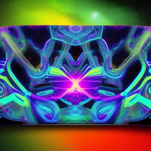 Abstract alien psytrance neon cosmique astra 8kolgraphique de résolution 8k - AI Generated ...