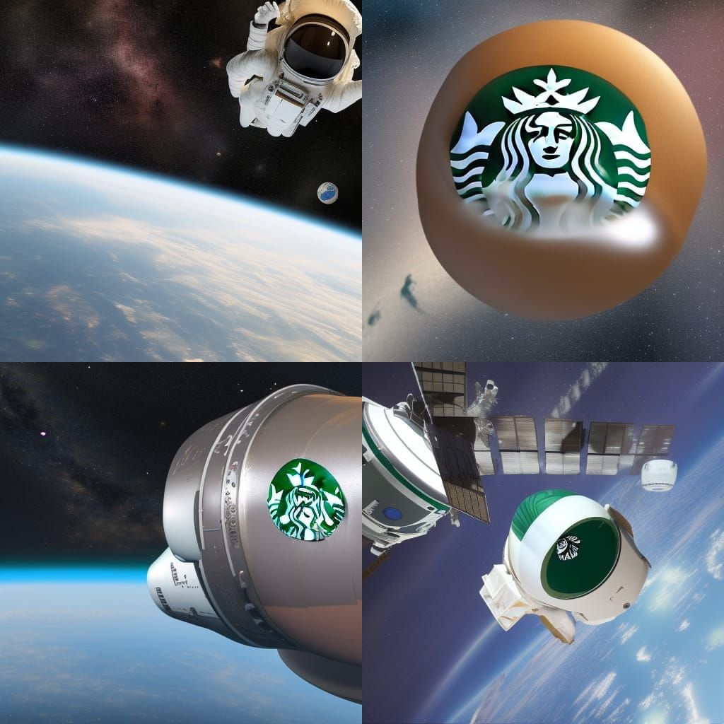Starbucks Coffee shop on the cloud in Space. Starbucks coffee tumbler ...