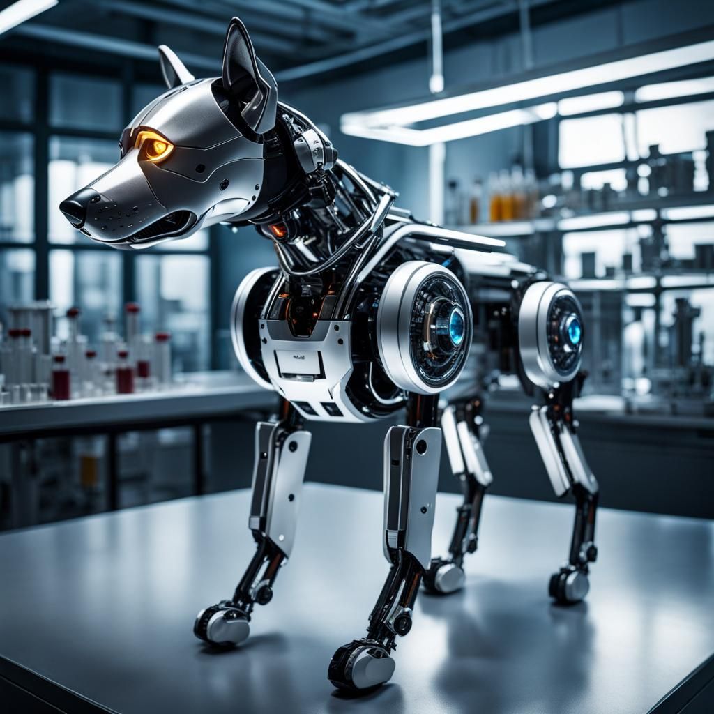 hi-tech futuristic robot-dog 3 - AI Generated Artwork - NightCafe Creator