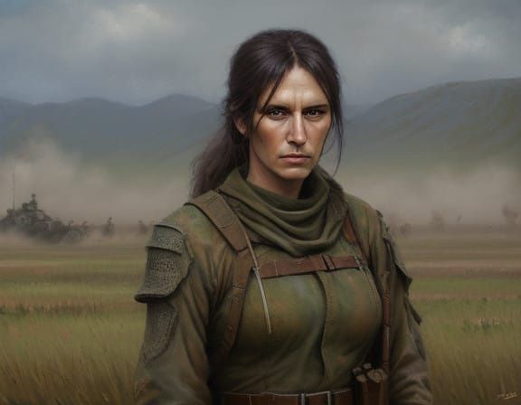 Gritty Oil Portrait of a Haunted Soldier - AI Art