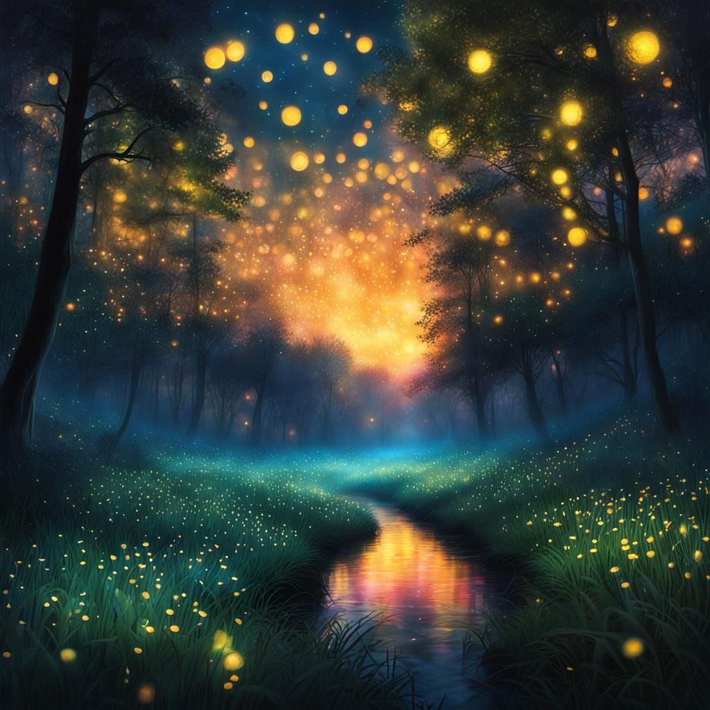 Fireflies Field - AI Generated Artwork - NightCafe Creator