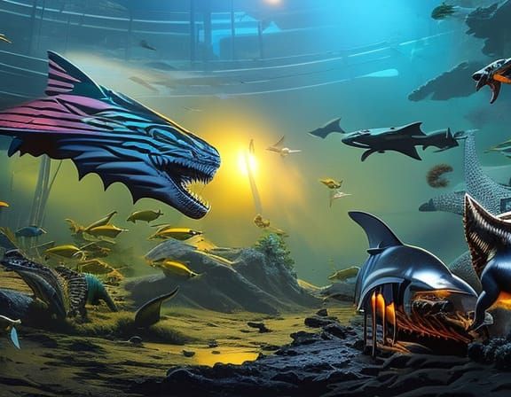 Bio-Engineered sharks - AI Generated Artwork - NightCafe Creator