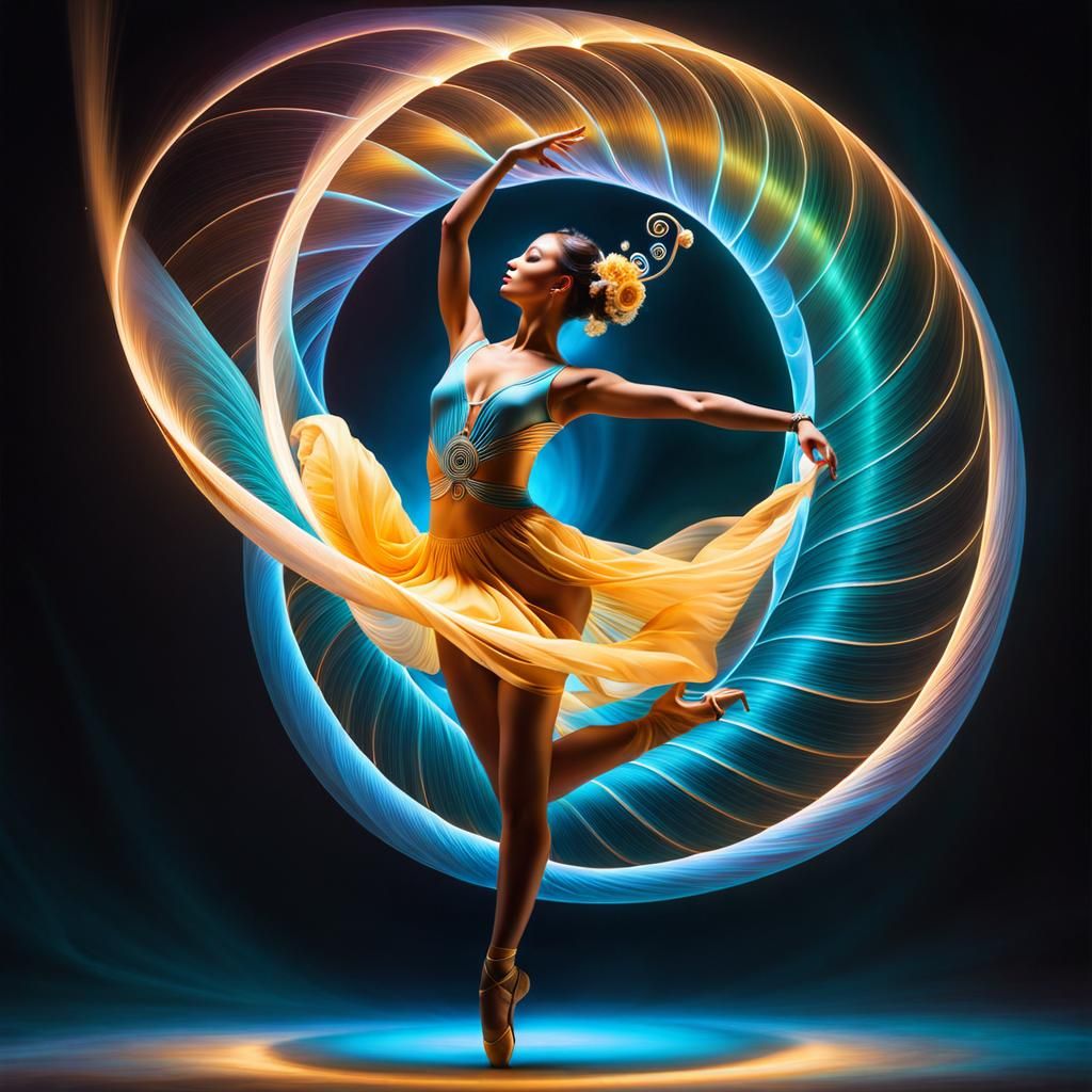 luminous Fibonacci spiral dancer - AI Generated Artwork - NightCafe Creator