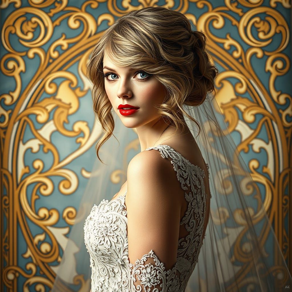 Taylor Swifty - Regal Wedding Portrait in Art Nouveau Style