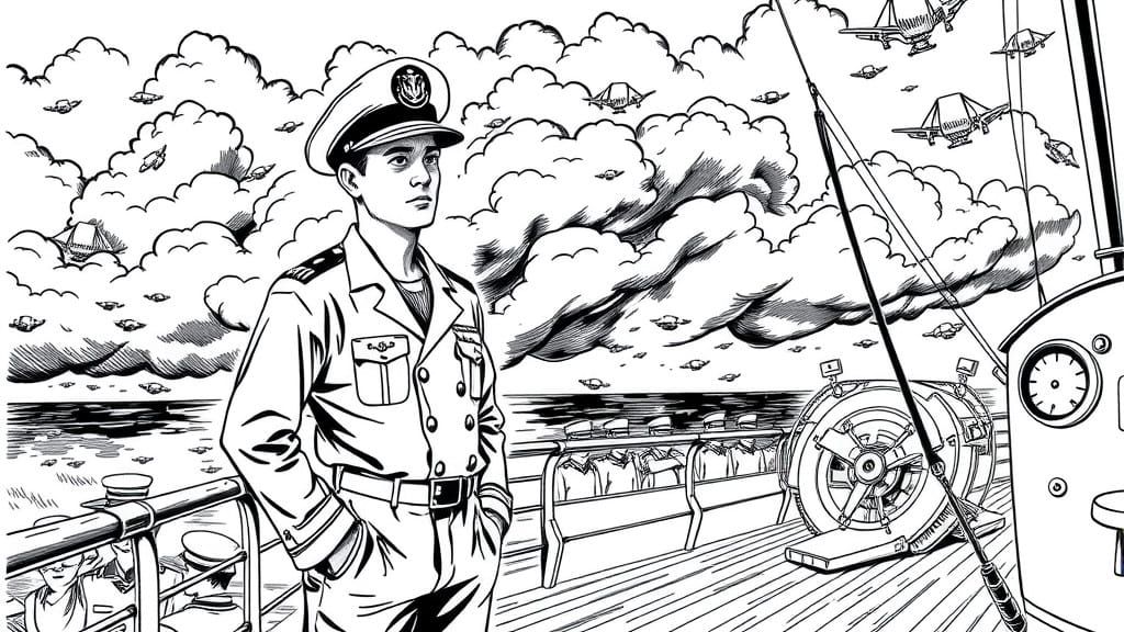 Naive Naval Captain Confronts Stormy Weather in 19... - AI Art