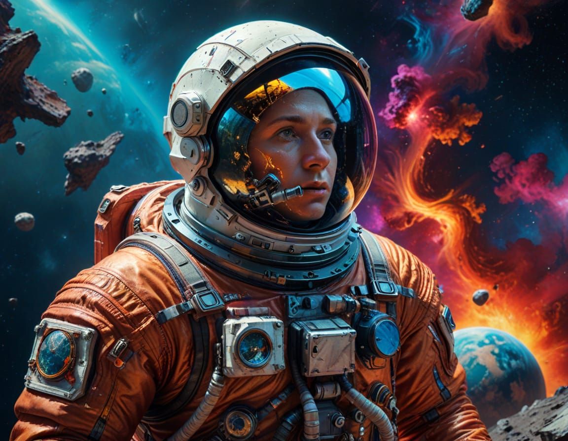 Soviet Space Surrealism in Vibrant Fresco Style - AI Art