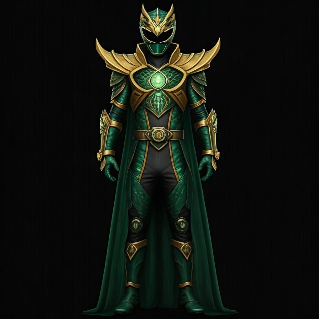 Emerald green with black and gold accents. Include dragon-inspired ...