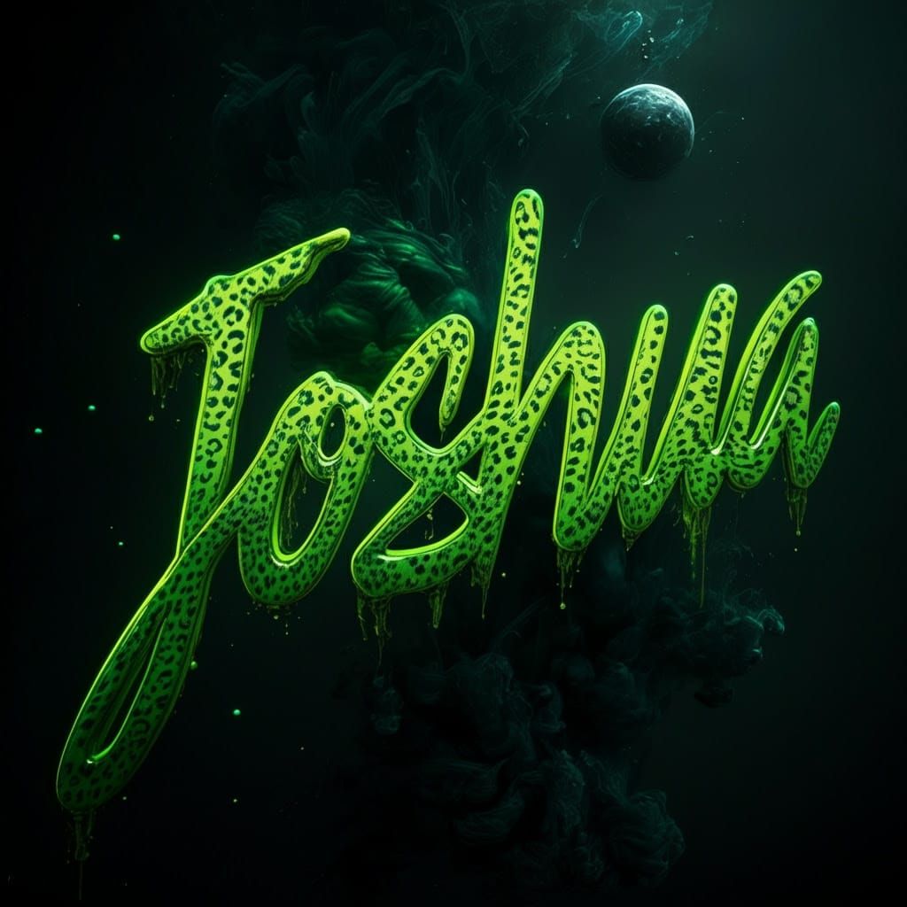 Vibrant Neon Leopard Print Ink Blot of Joshua in F... - AI Art