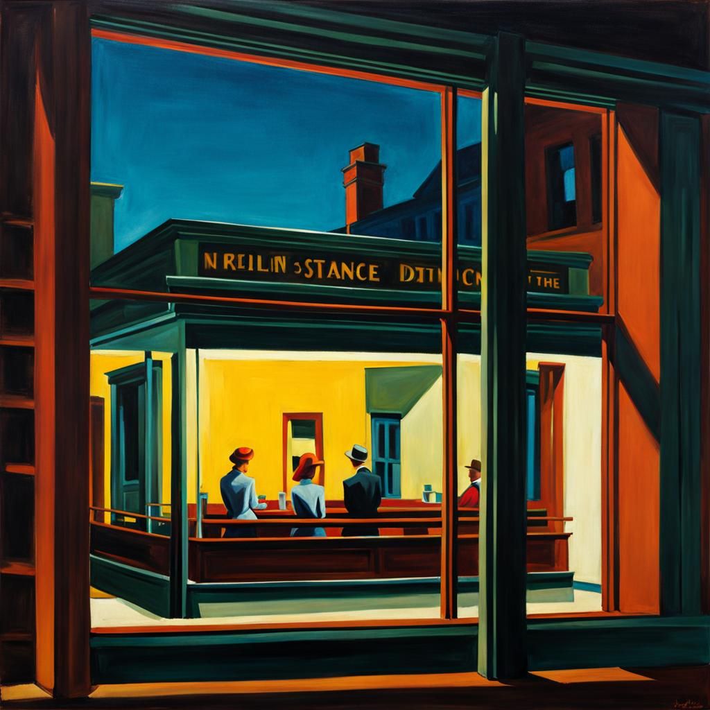 "In The Distance" in the style of Edward Hopper - AI Generated Artwork ...