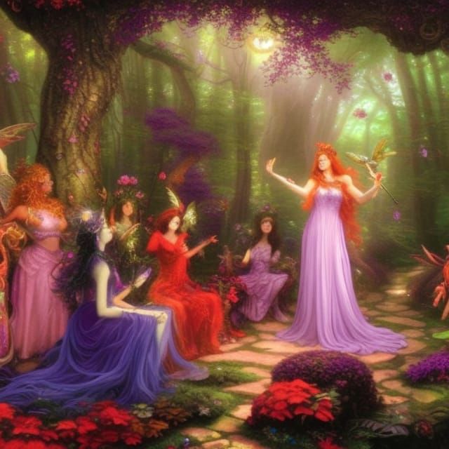 The princess of the fey serenading her court in the woodlands - AI ...