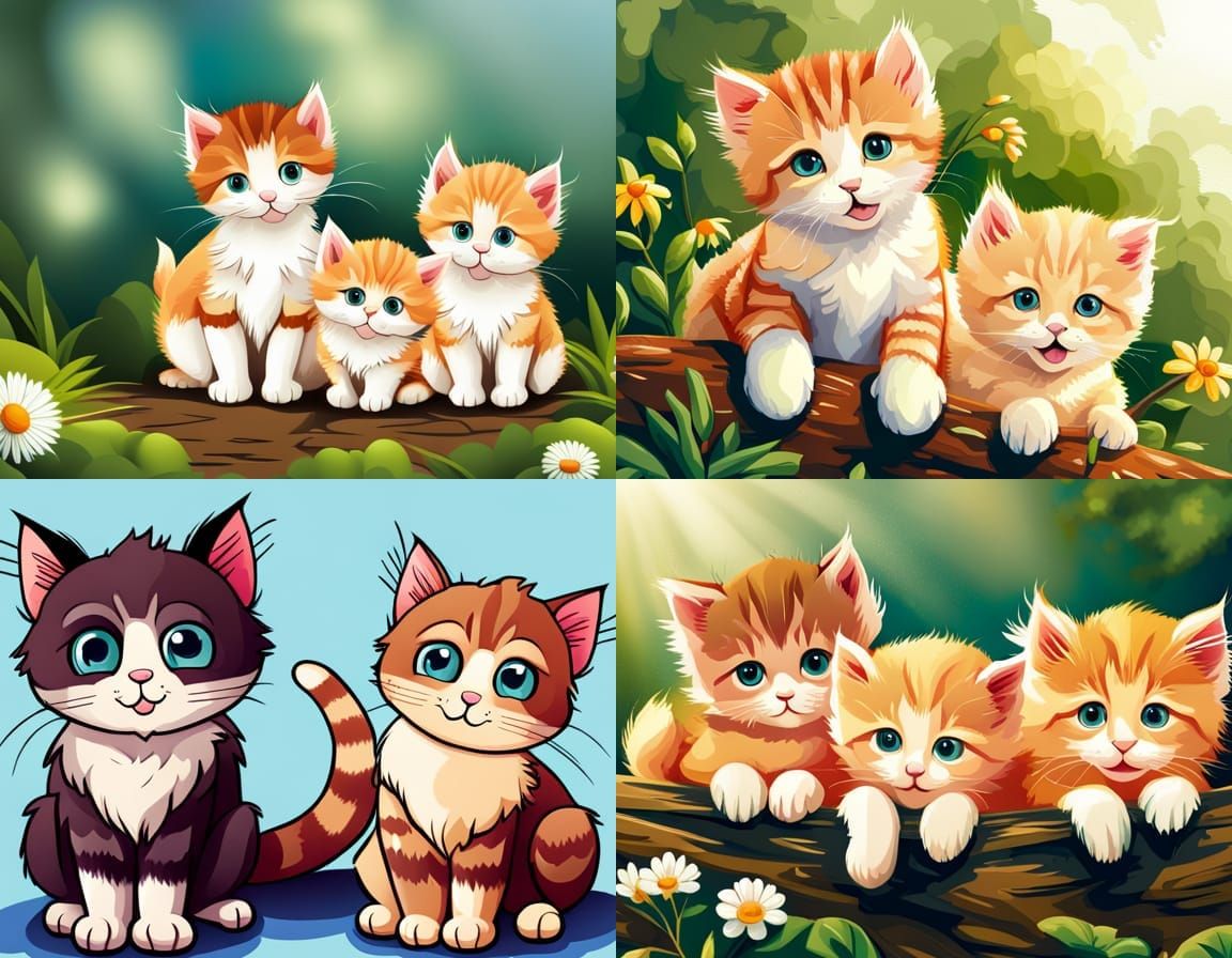 Cute kittens illustration - AI Generated Artwork - NightCafe Creator