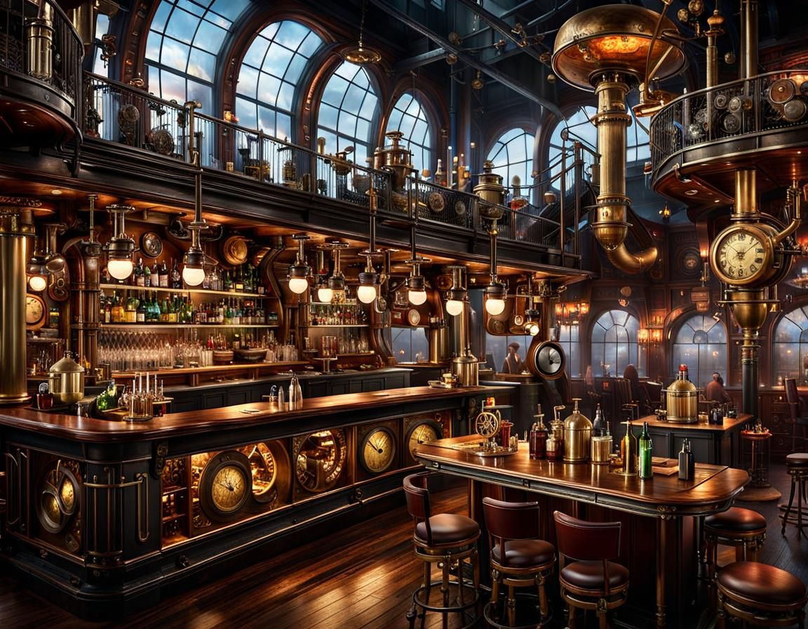 a steampunk bar - AI Generated Artwork - NightCafe Creator