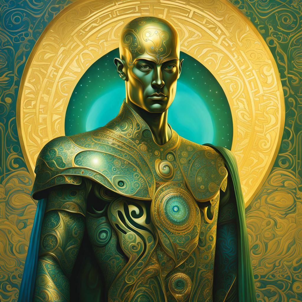 Alien General of the Guard - Gustav Klimt-Inspired Alien Gen...