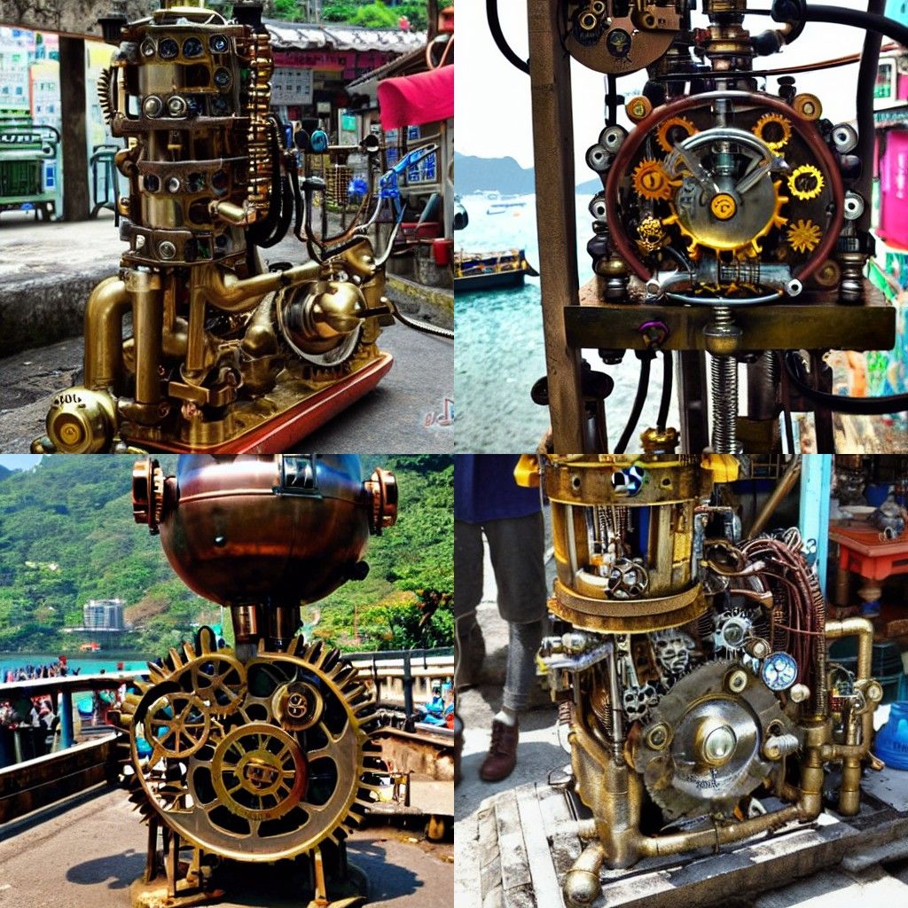 Steampunk Engines on Rural Lamma Island, Hong Kong - AI Generated ...