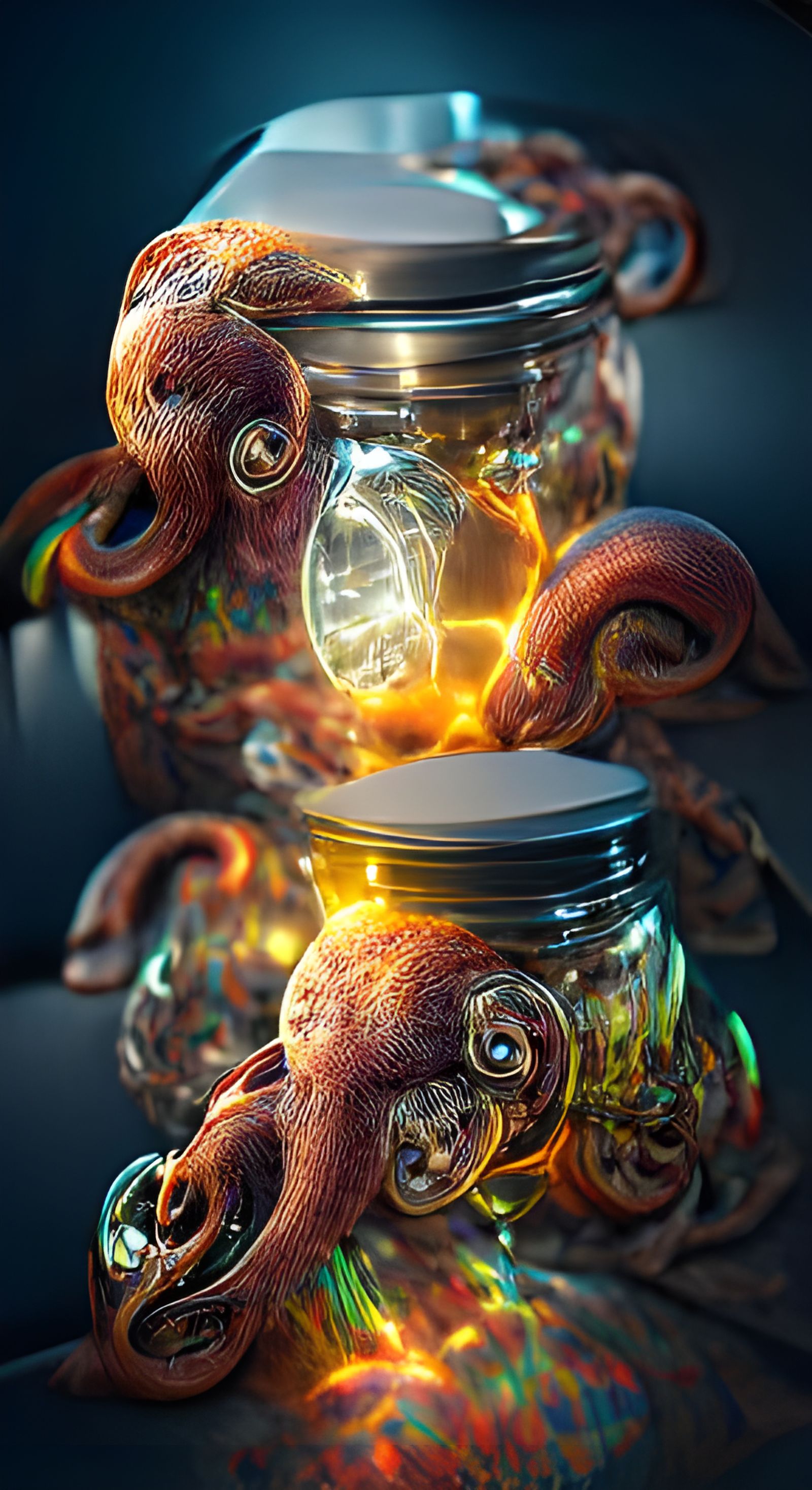 Octopus in jars - AI Generated Artwork - NightCafe Creator