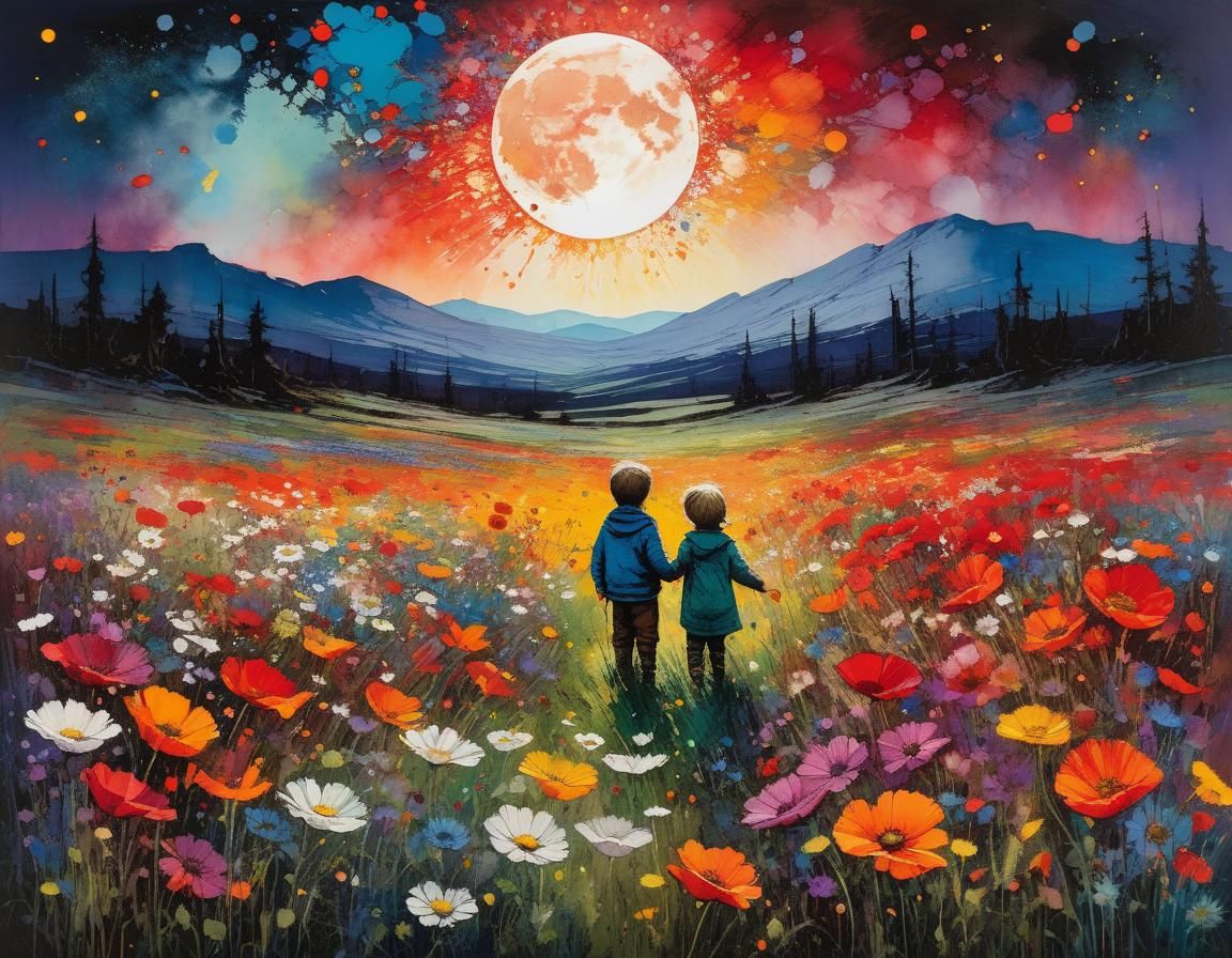 Midnight Meadow Adventure - AI Generated Artwork - NightCafe Creator