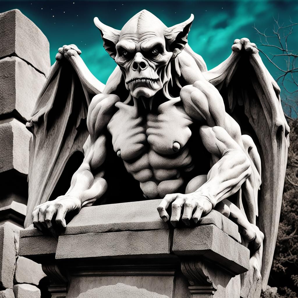 Large as life Old stone gargoyle “full body”Spooky old time ...