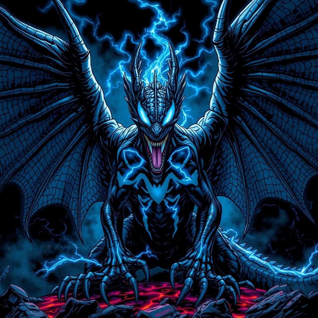 Radioactive Dragon Fused with Venom's Symbiote in ... - AI Art