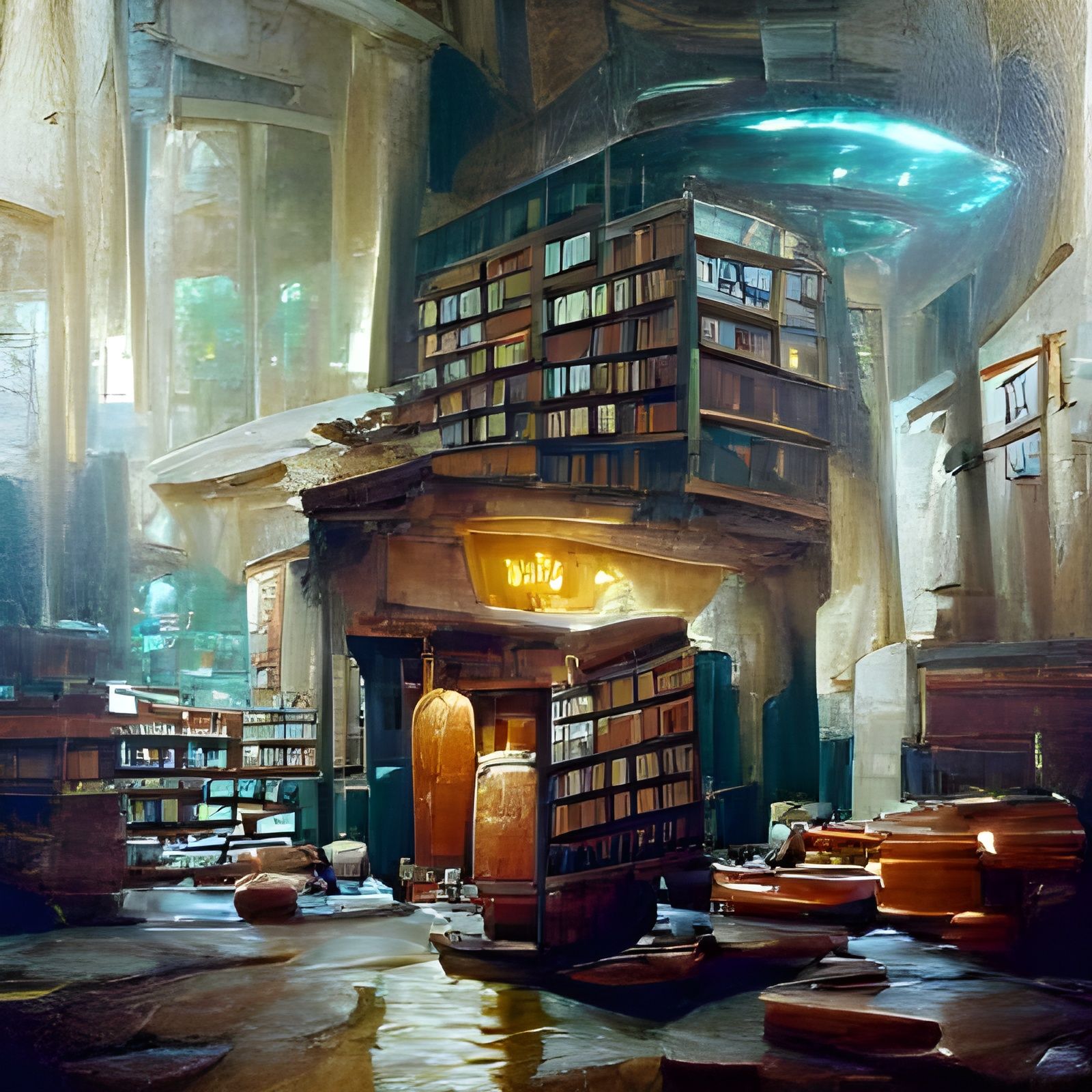 Ancient Magical Library - AI Generated Artwork - NightCafe Creator