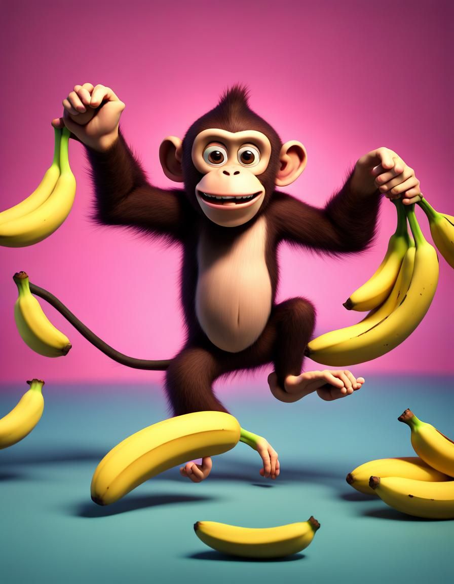 crazy monkey dropping all his bananas - AI Generated Artwork ...