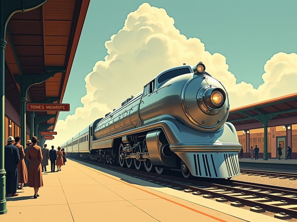 Opulent Art Deco Train Station in Midwestern Splen... - AI Art