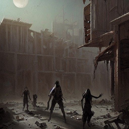 Desert ghost town with zombies - AI Generated Artwork - NightCafe Creator