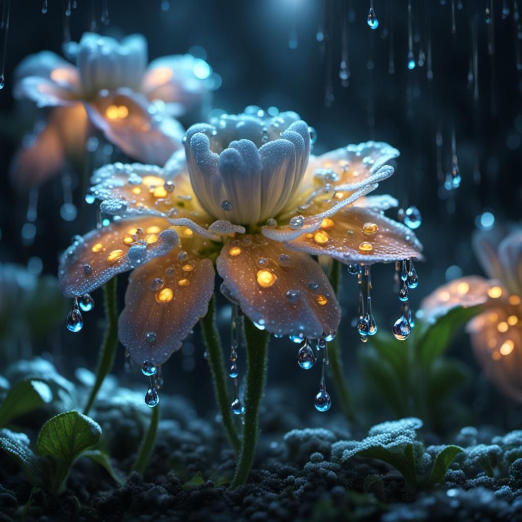 Golden dew drop flower - AI Generated Artwork - NightCafe Creator