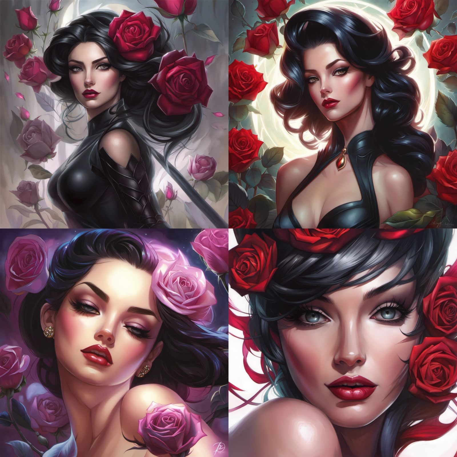 by Artgerm, Black Rose Shine (SDXL Artist Study) - AI Generated Artwork - NightCafe Creator