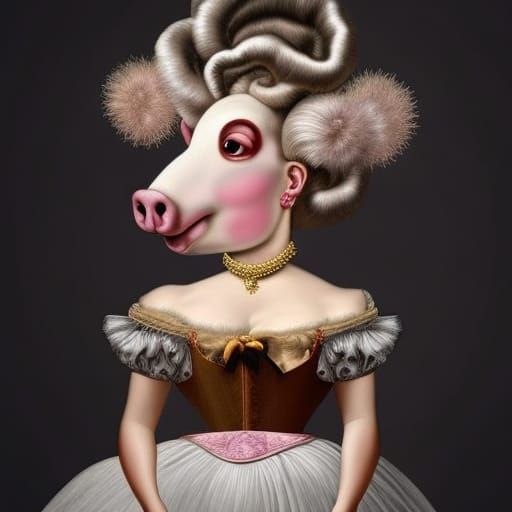 Baroque pig lady - AI Generated Artwork - NightCafe Creator