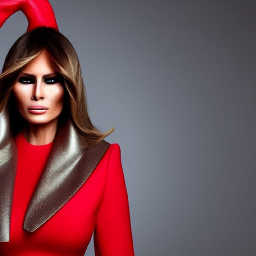 Melania Trump modeling Christmas fashions by Gareth Pugh on the fashion ...