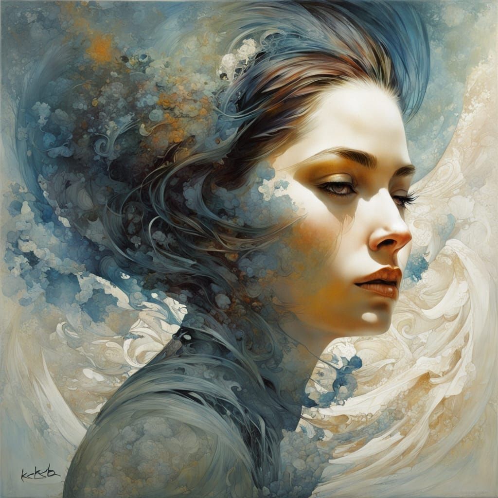 Portrait. - Ethereal Portrait in Textured Metaphysical Style