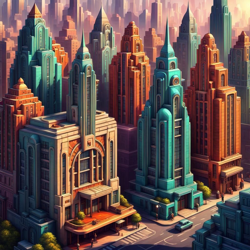 Art Deco Cityscape - AI Generated Artwork - NightCafe Creator