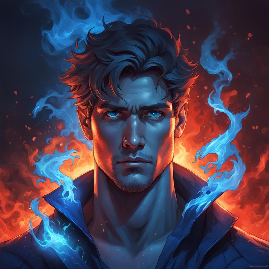 Blue firebender - AI Generated Artwork - NightCafe Creator