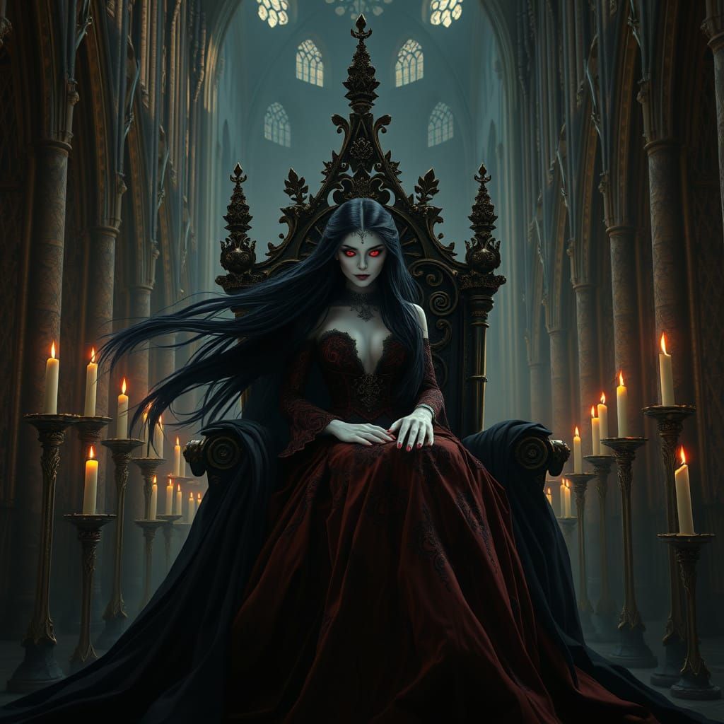Vampire Queen Sitting on Her Throne