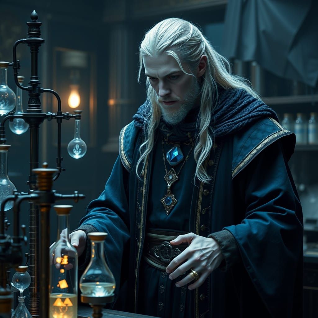 Regal Alchemist in Resplendent Robes, Exuding Othe... - AI Art