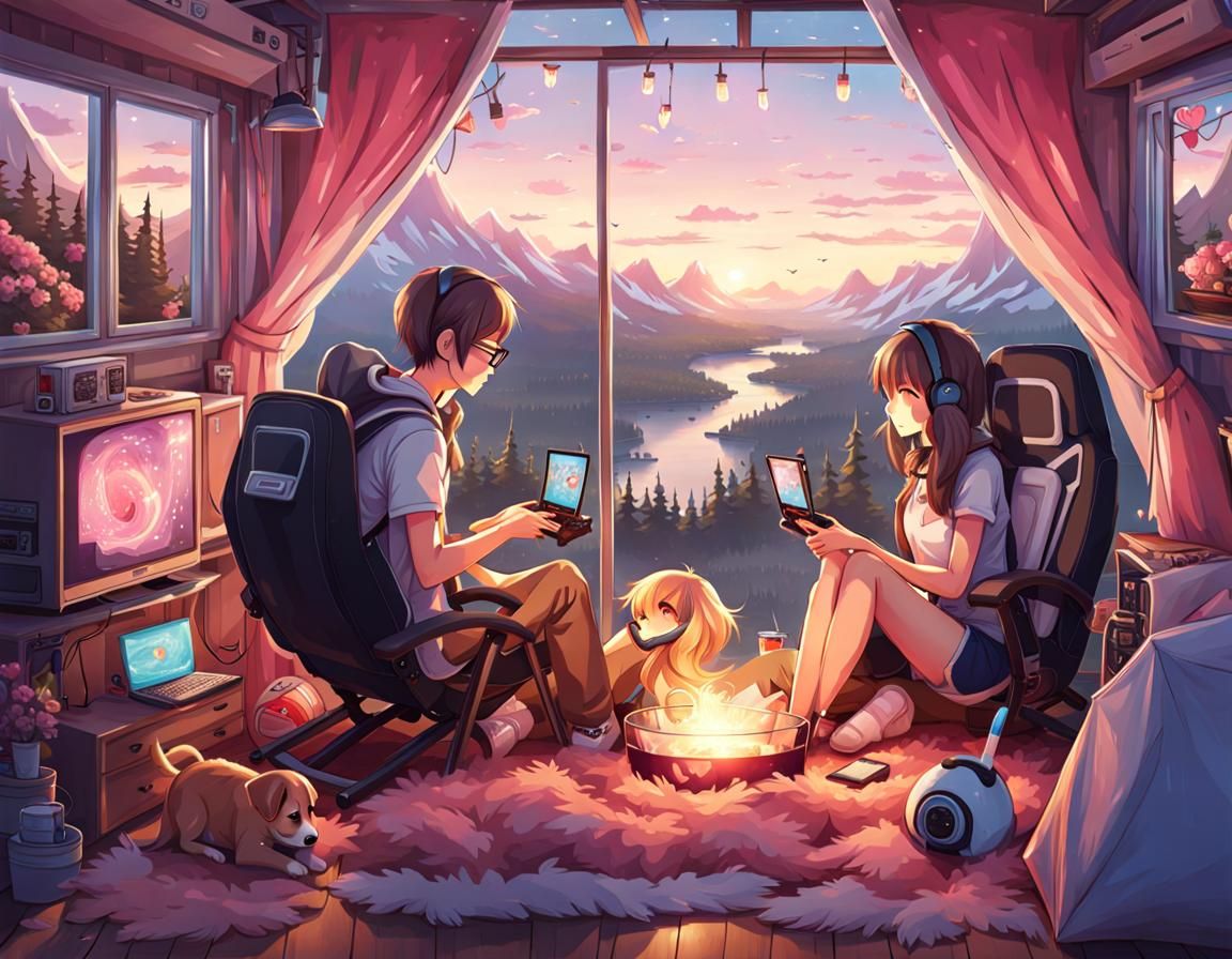 Couple gaming - AI Generated Artwork - NightCafe Creator