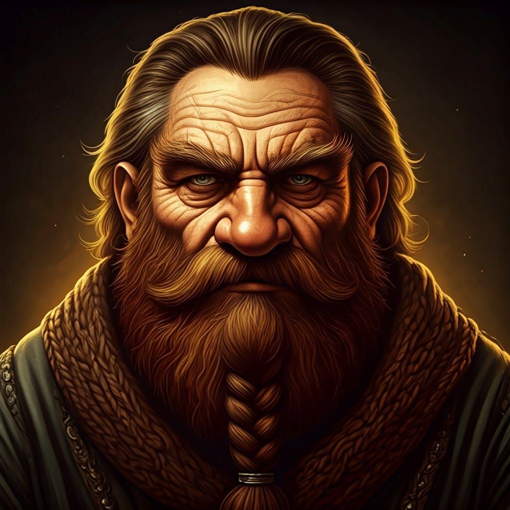 Gruff Dwarf Rune Carver - Baroque Fantasy Portrait of a Gruf...
