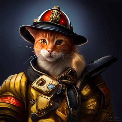 a beautiful firefighter cat 8k resolution concept art hyperdetailed ...